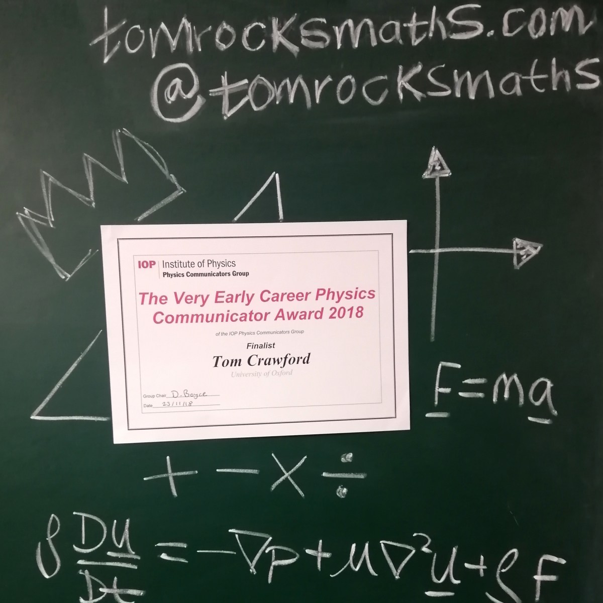 IOP Early Career Physics Communicator Award – TOM ROCKS MATHS